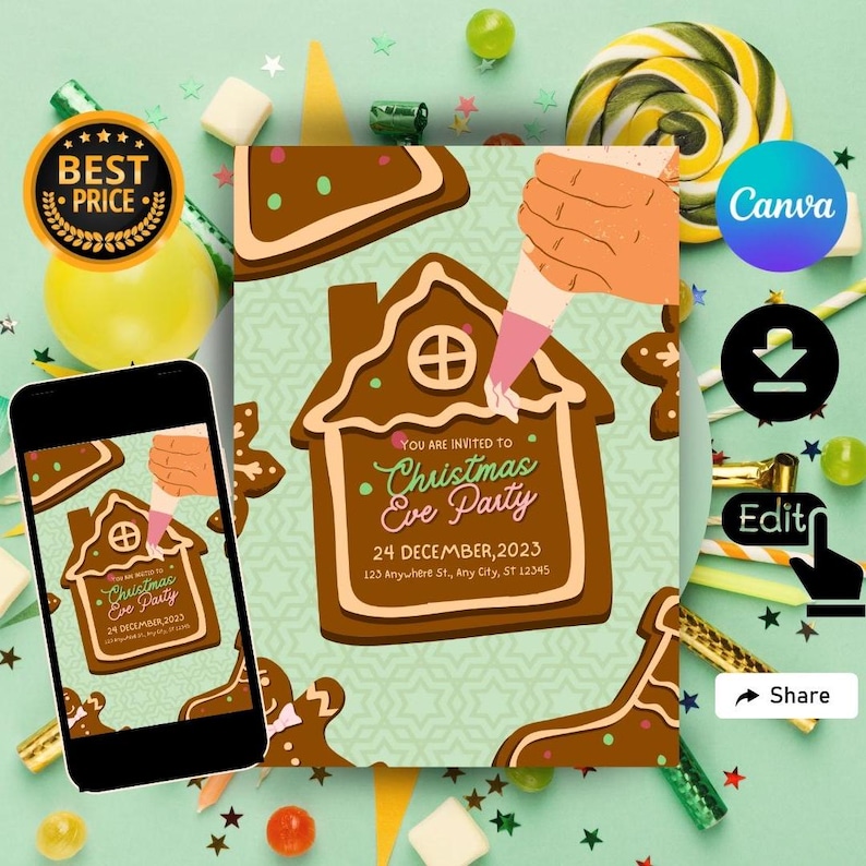 Editable Christmas Party Invitation, Christmas Party Invite ...