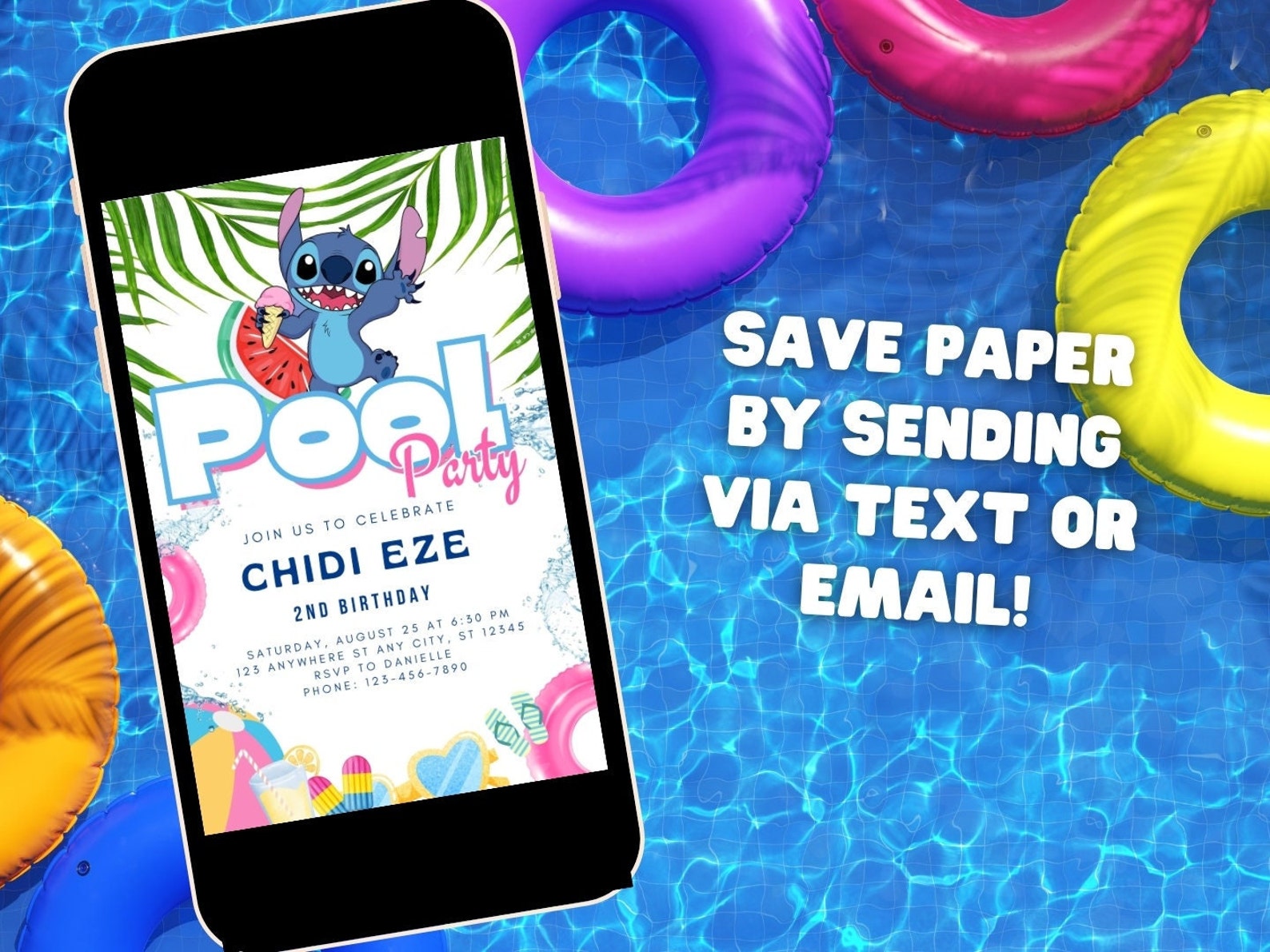 Editable Stich Birthday Invitation, Stich Invite, Stich Digital Kids ...