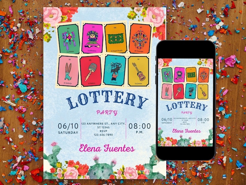 Fiesta Birthday Party Invitation, Loteria Invitation Template ...