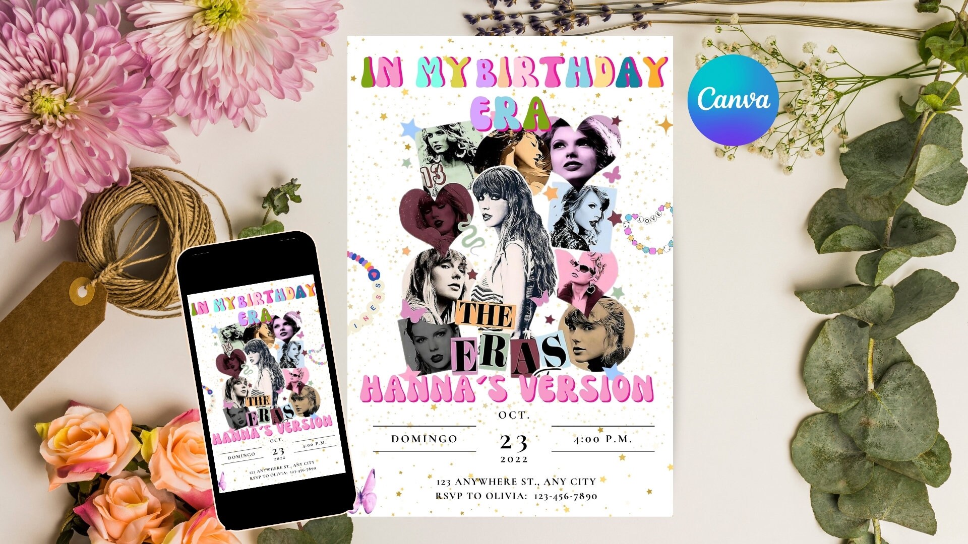Eras Tour Invitation, Editable in My Birthday Era Invitation, Taylor ...