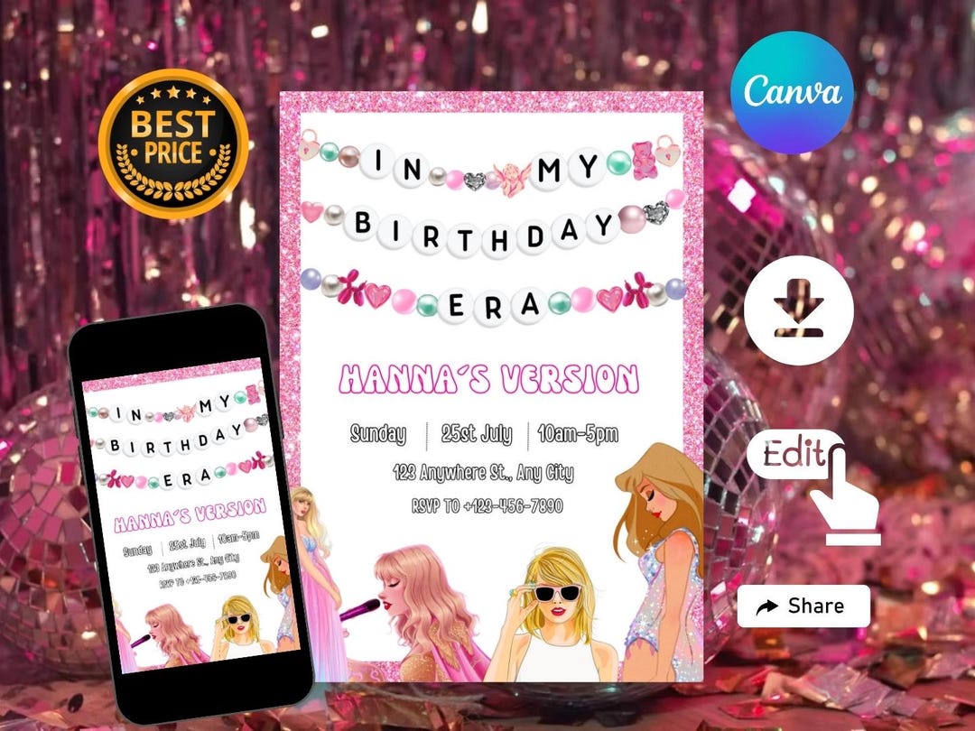 Friendship Bracelet Invite, Eras Tour Invite, Swifty Birthday, Swiftie ...