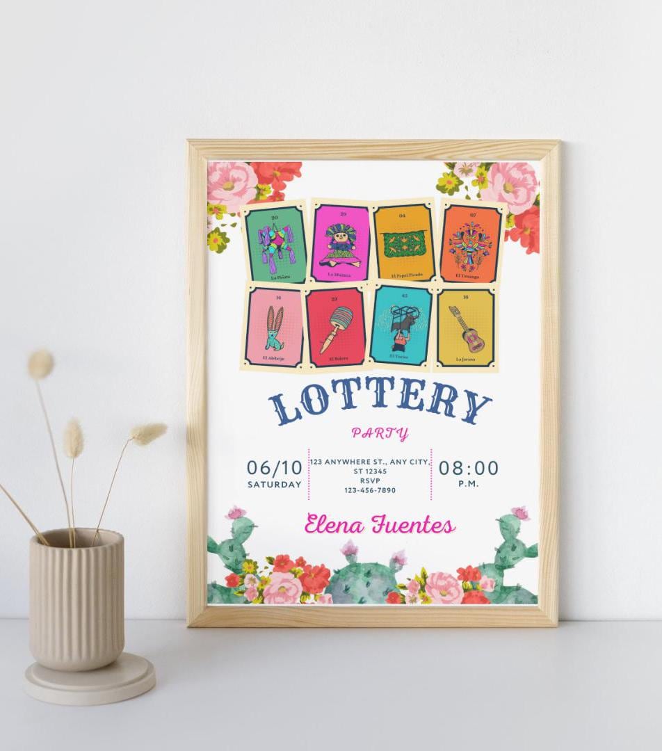 Lottery Party Invitation, Loteria Birthday Theme Party Invitation ...