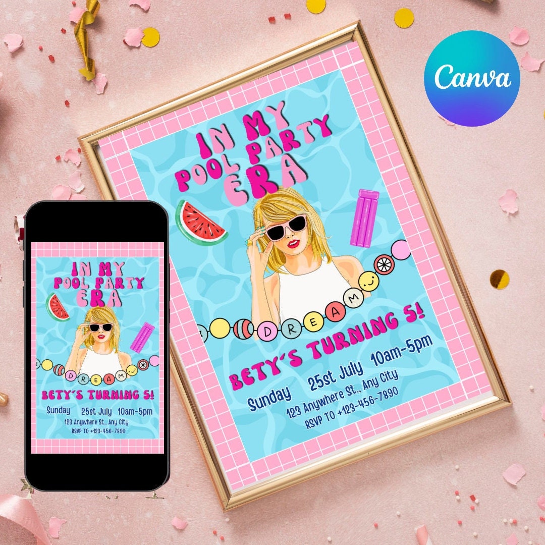 In My Pool Party Era, Birthday Era Invitation,pool Party Evita Taylor ...