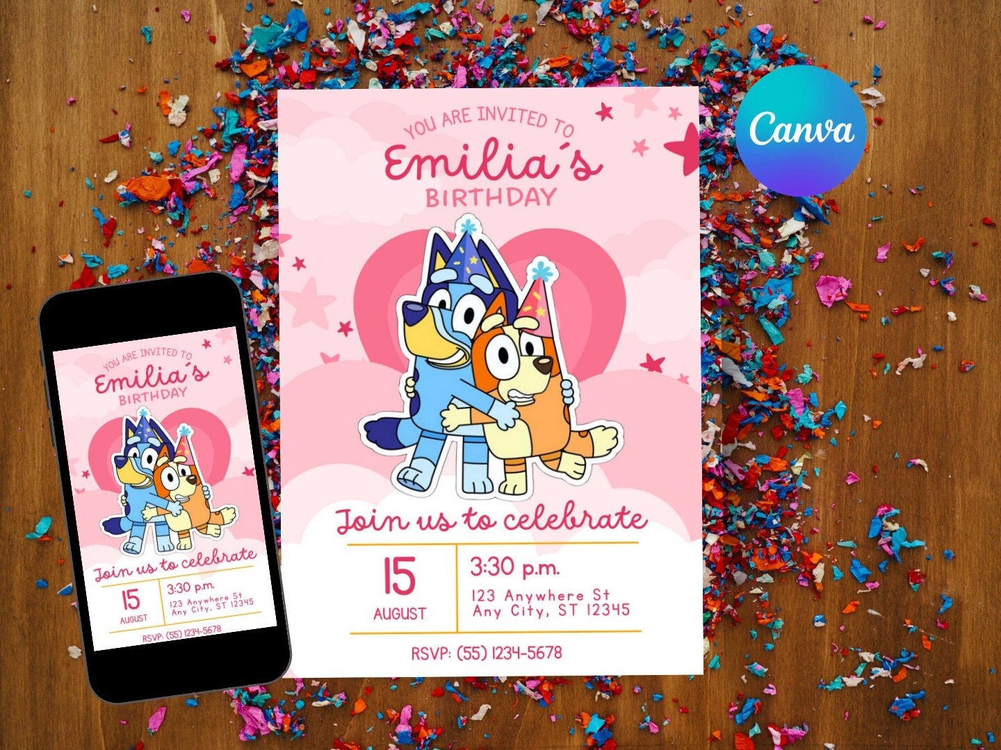 Digital Bluey Invite, Bluey Party Girl,invitation Bluey, Bluey Birthday ...