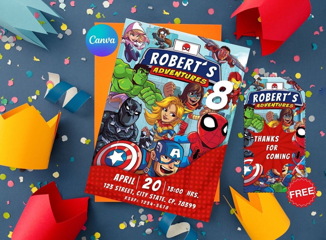 Editable Avengers Party, Superhero Party Invitation Template Editable ...