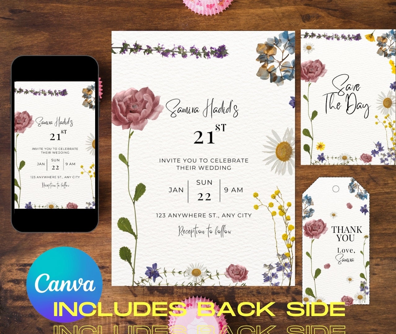 Wild Flowers Birthda, Birthday Party Invite, Garden Party Invitation ...