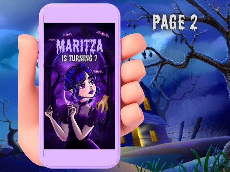 Merlina Video Animated Birthday Invitation, Wednesday Addams Party ...