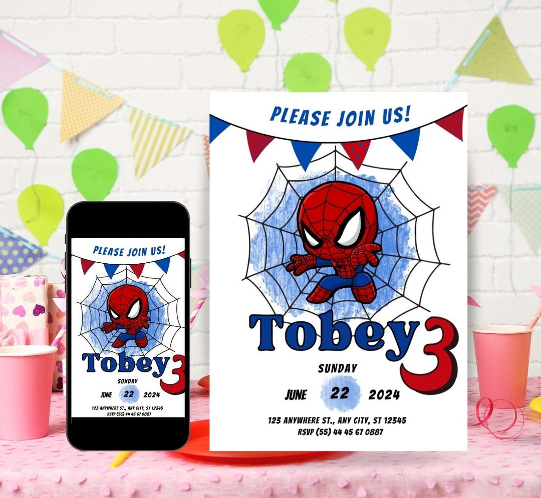 Spidey Invitation Template, Spider Man Invitation Template, Editable ...