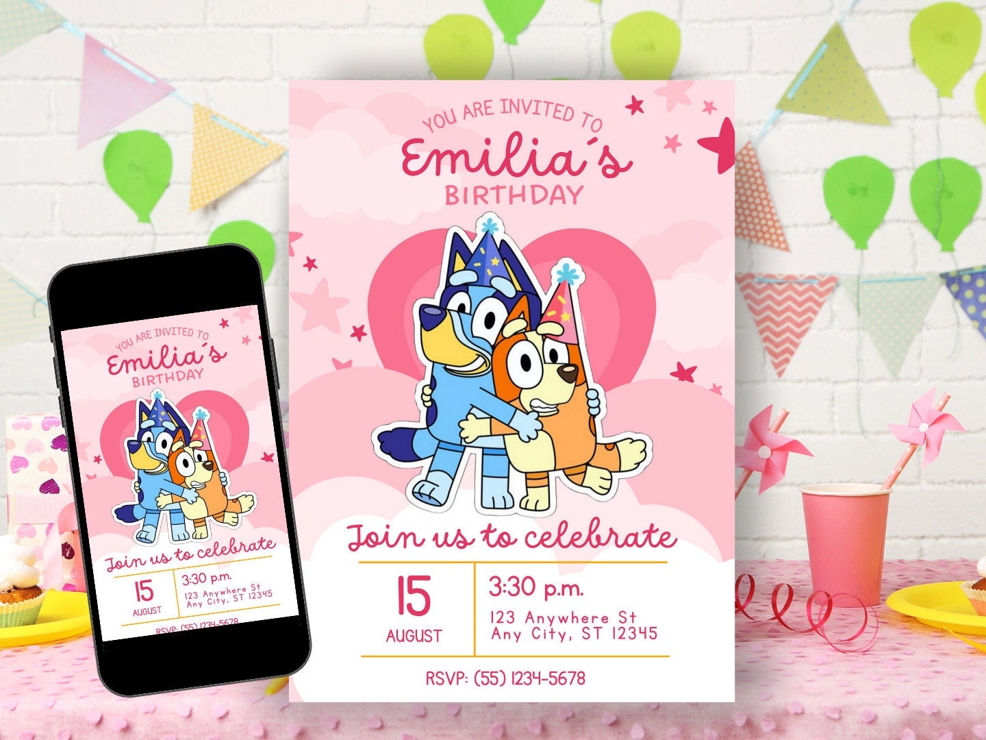 Digital Bluey Invite, Bluey Party Girl,invitation Bluey, Bluey Birthday ...