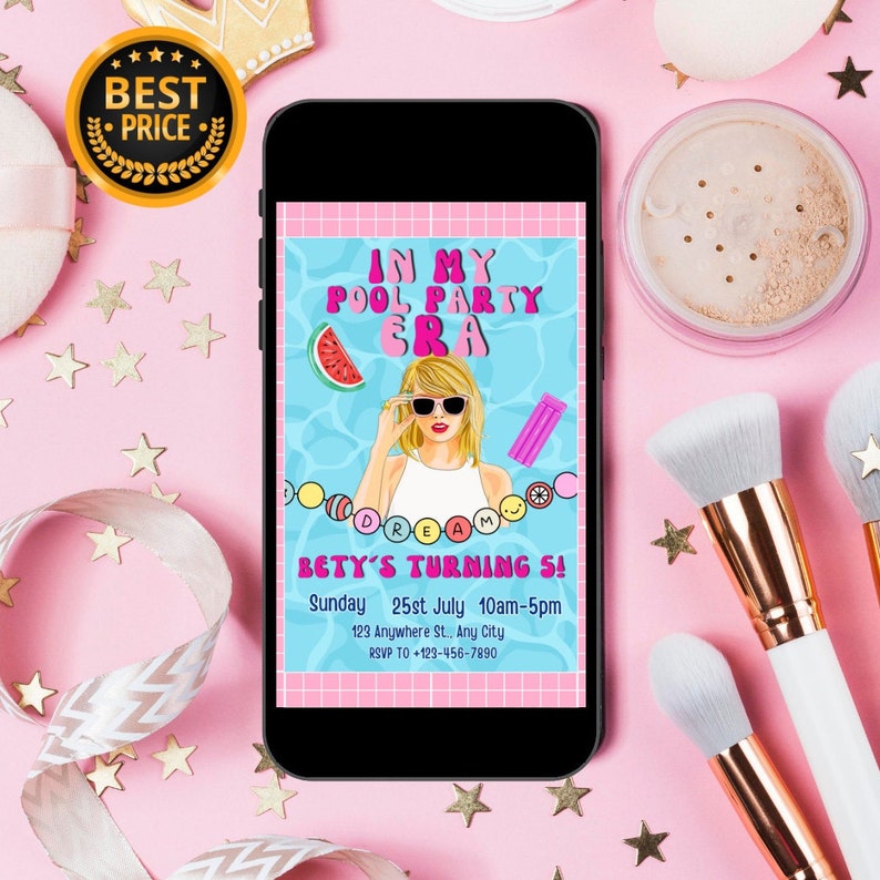 In My Pool Party Era, Birthday Era Invitation,pool Party Evita Taylor ...