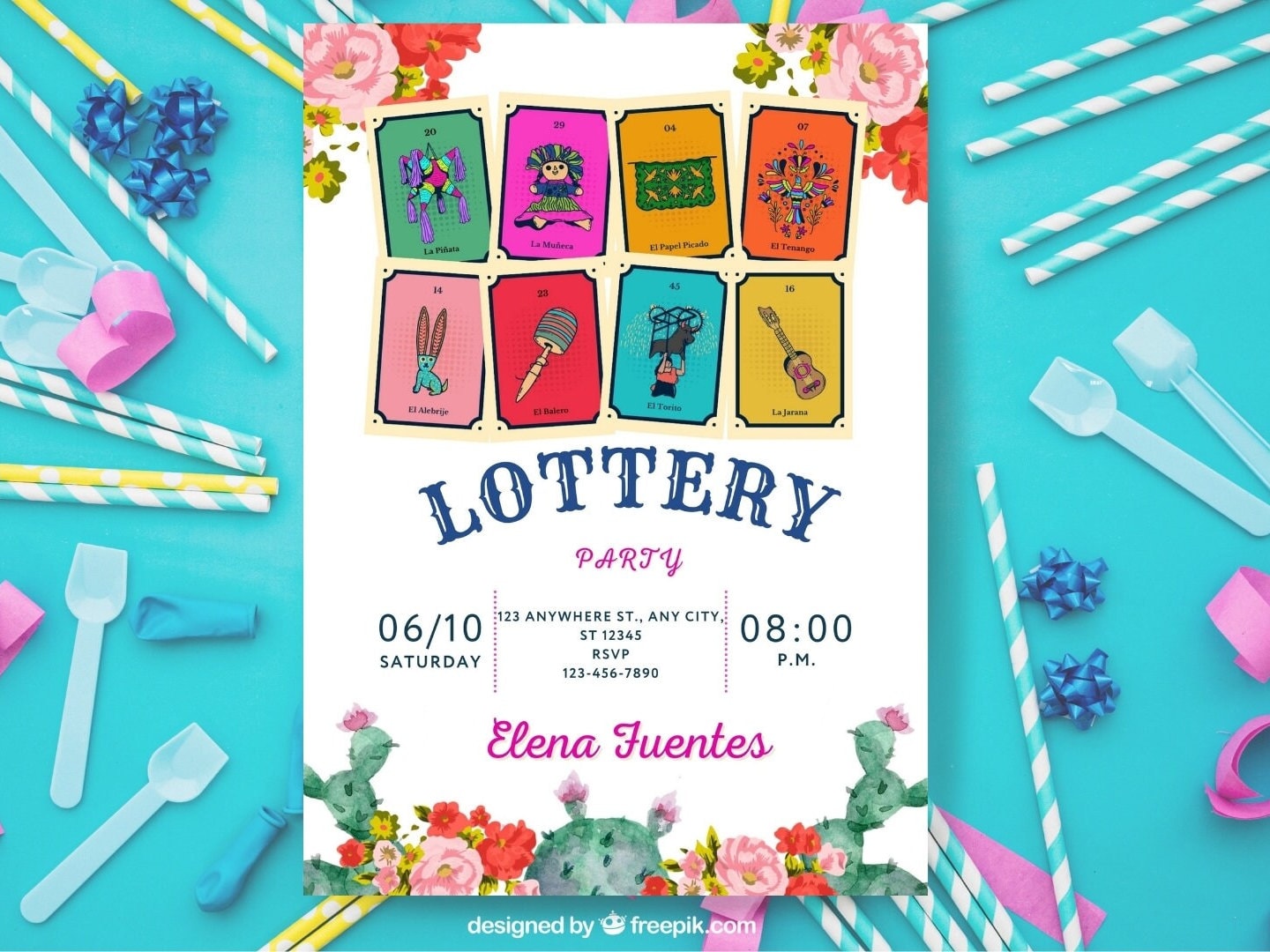 Lottery Party Invitation, Loteria Birthday Theme Party Invitation ...