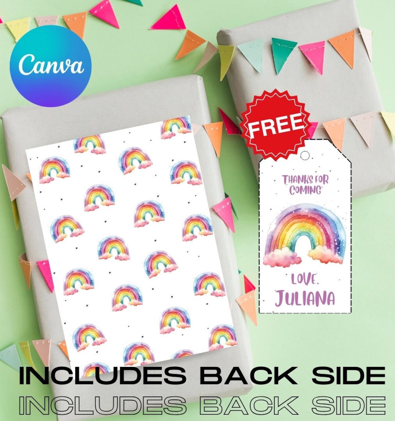 Editable Rainbow Birthday Invitation, Watercolor Rainbow Party ...
