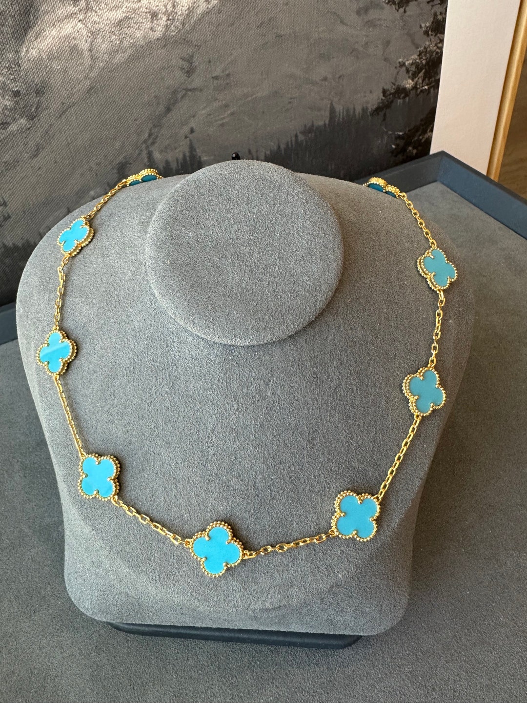 Pre Order Turquoise 10 Motif Clover Necklace 925 Silver 18k - Etsy