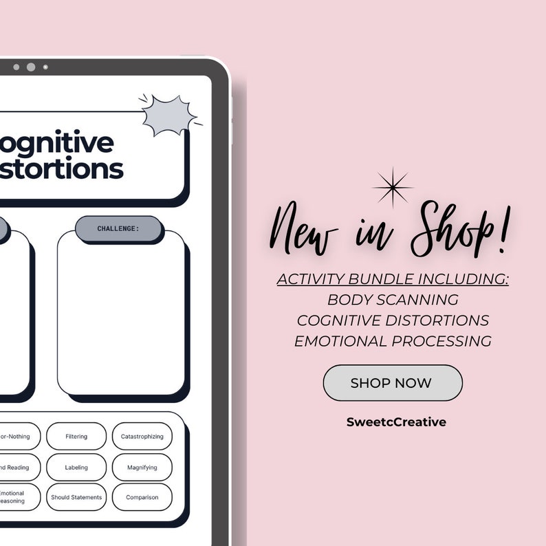 Mental Health Digital Activity Printable (cognitive Distortions, Body ...
