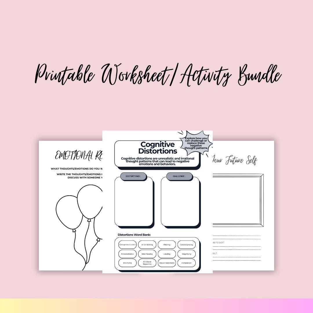 Printable Cognitive Distortion/emotional Worksheet and Activity Bundle ...