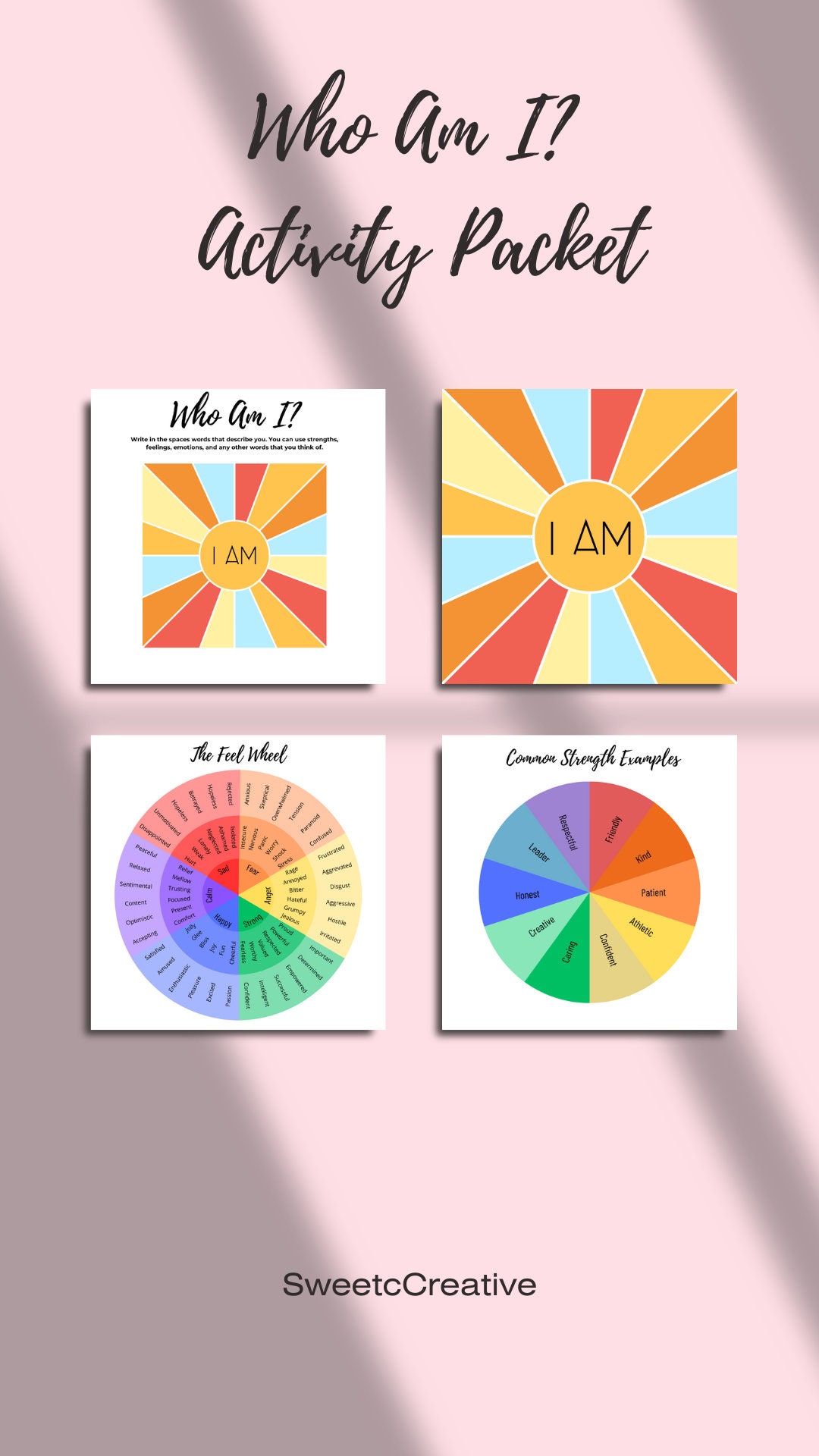 Printable "who Am I" Activity Packet, Emotion and Strength Activity ...