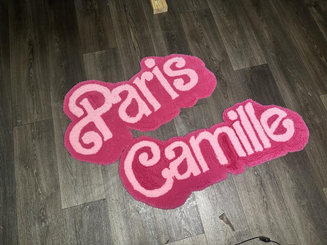 Custom Name Handmade Barbie Doll Font Tufted Rug, Personalized Unique ...