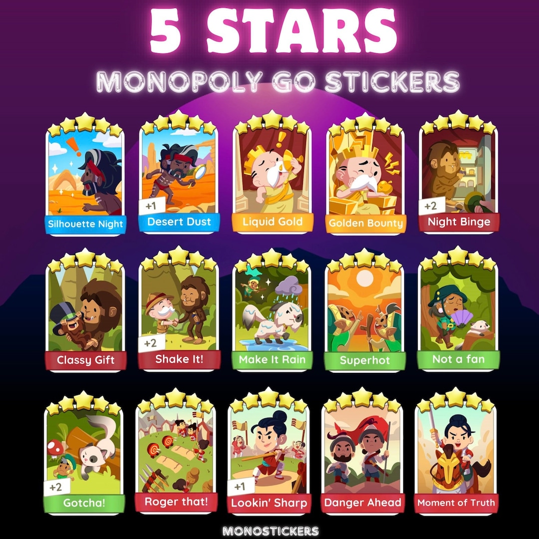 Monopoly Go 5 Star Stickers please Check the Availability of - Etsy