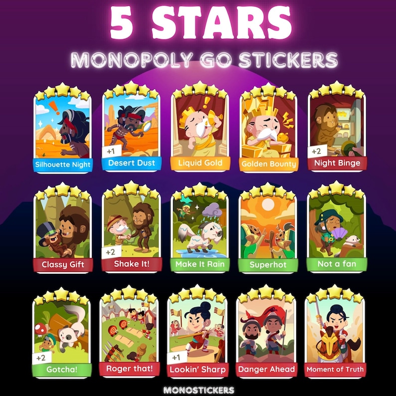 Monopoly Go 5 Star Stickers please Check the Availability of - Etsy