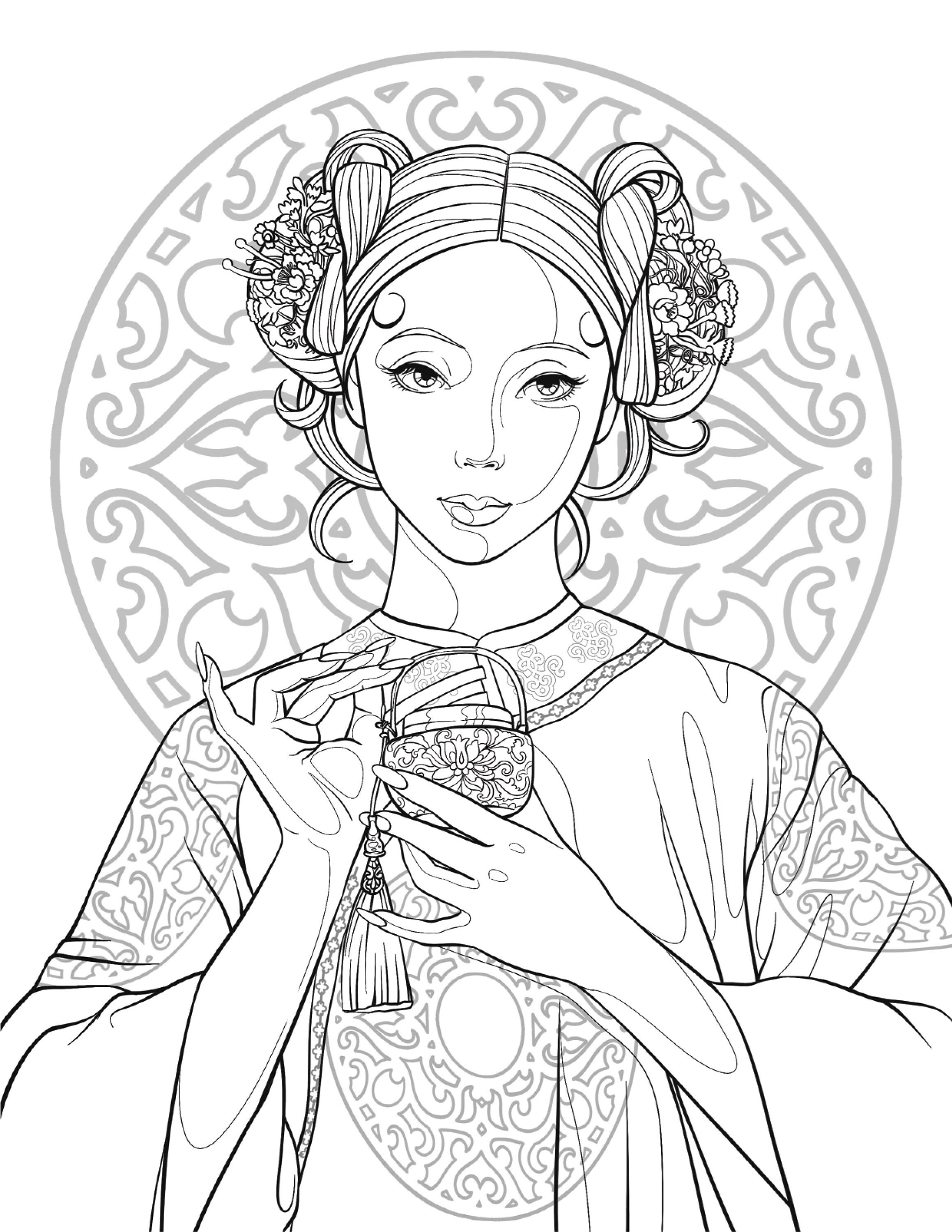 PDF Digital Adult Coloring Book Asian Beauty and Elegance Printable ...