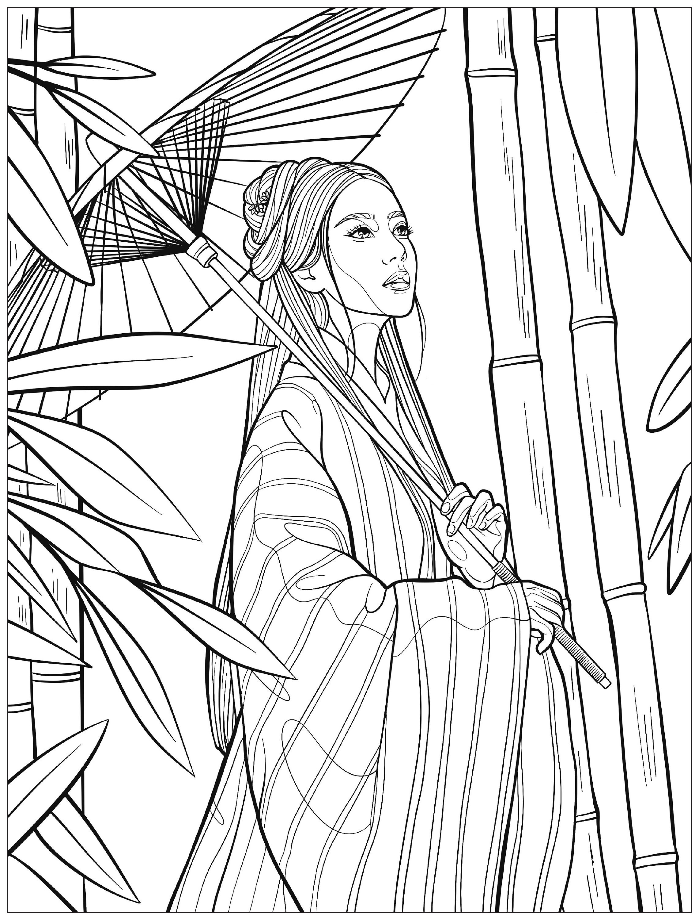 PDF Digital Adult Coloring Book Asian Beauty and Elegance Printable ...