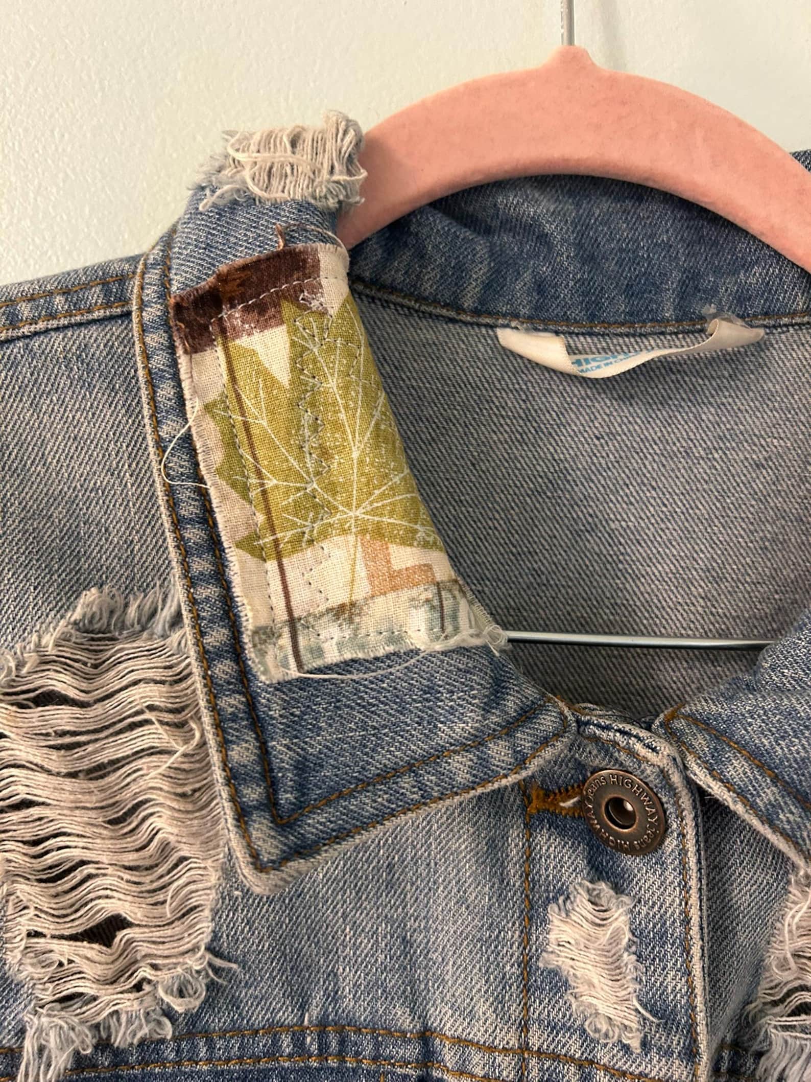 One of a Kind Upcycled Denim Jacket – Boho Patchwork & Heart Appliqué ...