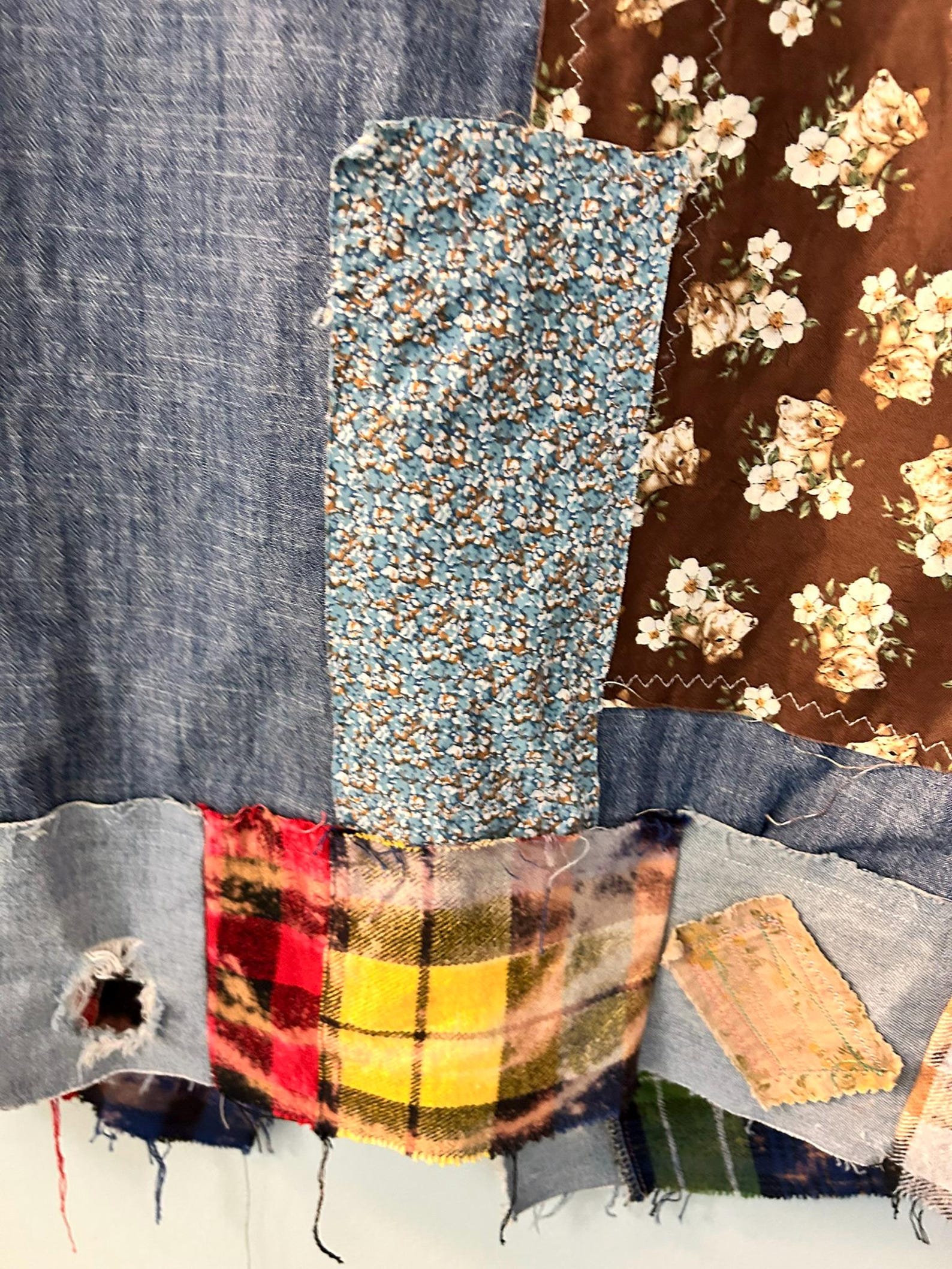 One of a Kind Upcycled Denim Jacket – Boho Patchwork & Heart Appliqué ...
