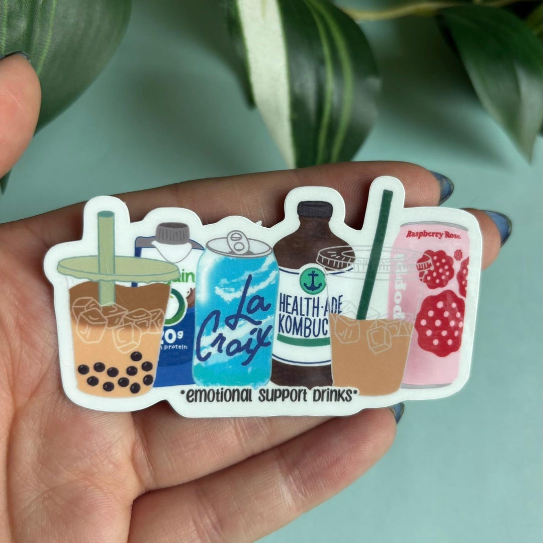 Emotional Support Drinks Vinyl Sticker - Etsy