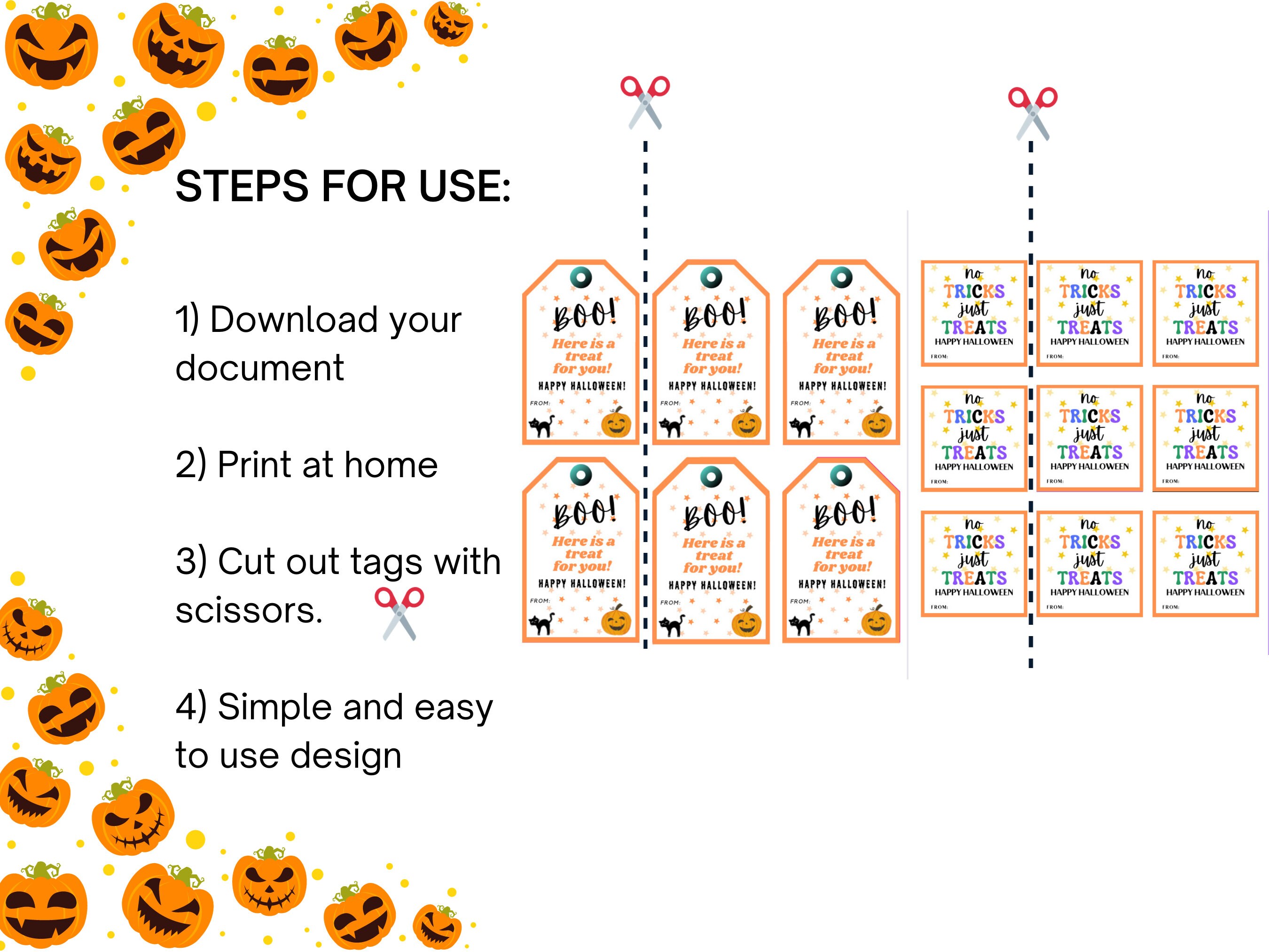 Halloween Favor Tags, Boo Gift Tags, Trick or Treat Favor Tags, Treat ...