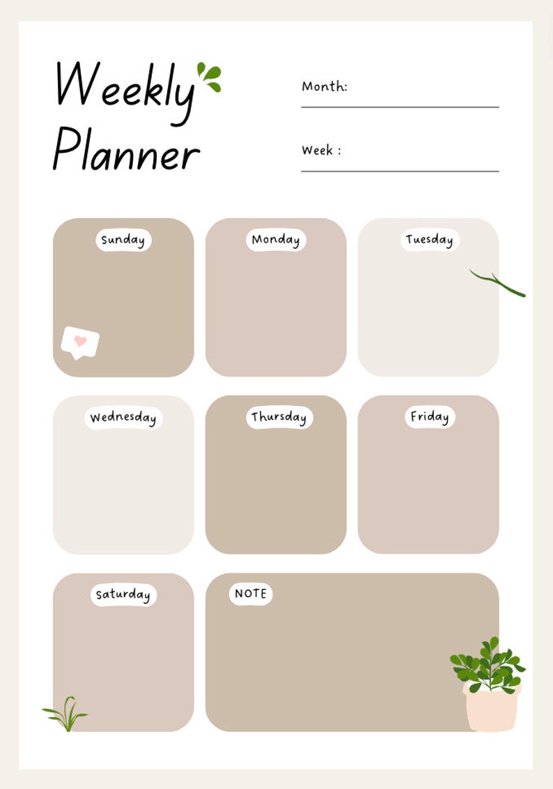 Weekly Planner Printable to Do List Minimal Weekly Schedule - Etsy