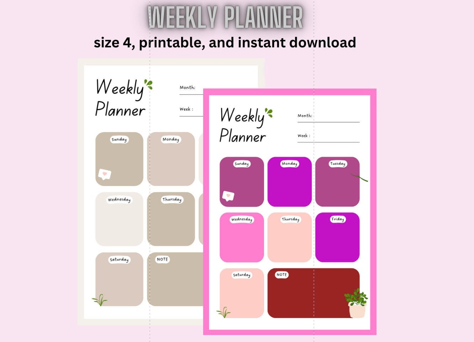 Weekly Planner Printable to Do List Minimal Weekly Schedule - Etsy