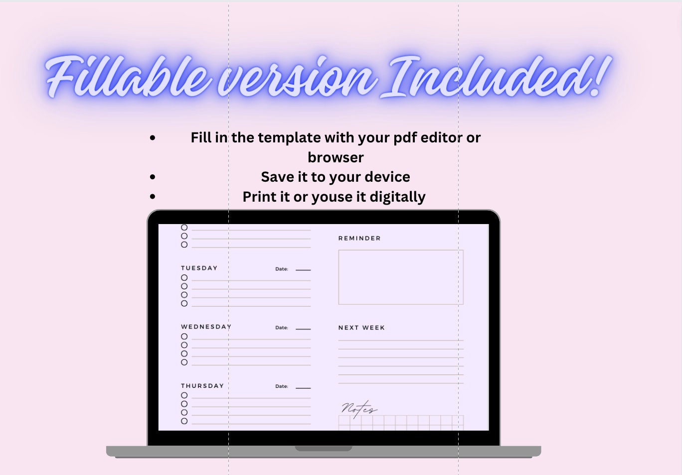Weekly Planner Printable to Do List, Minimal Weekly Schedule, Weekly ...