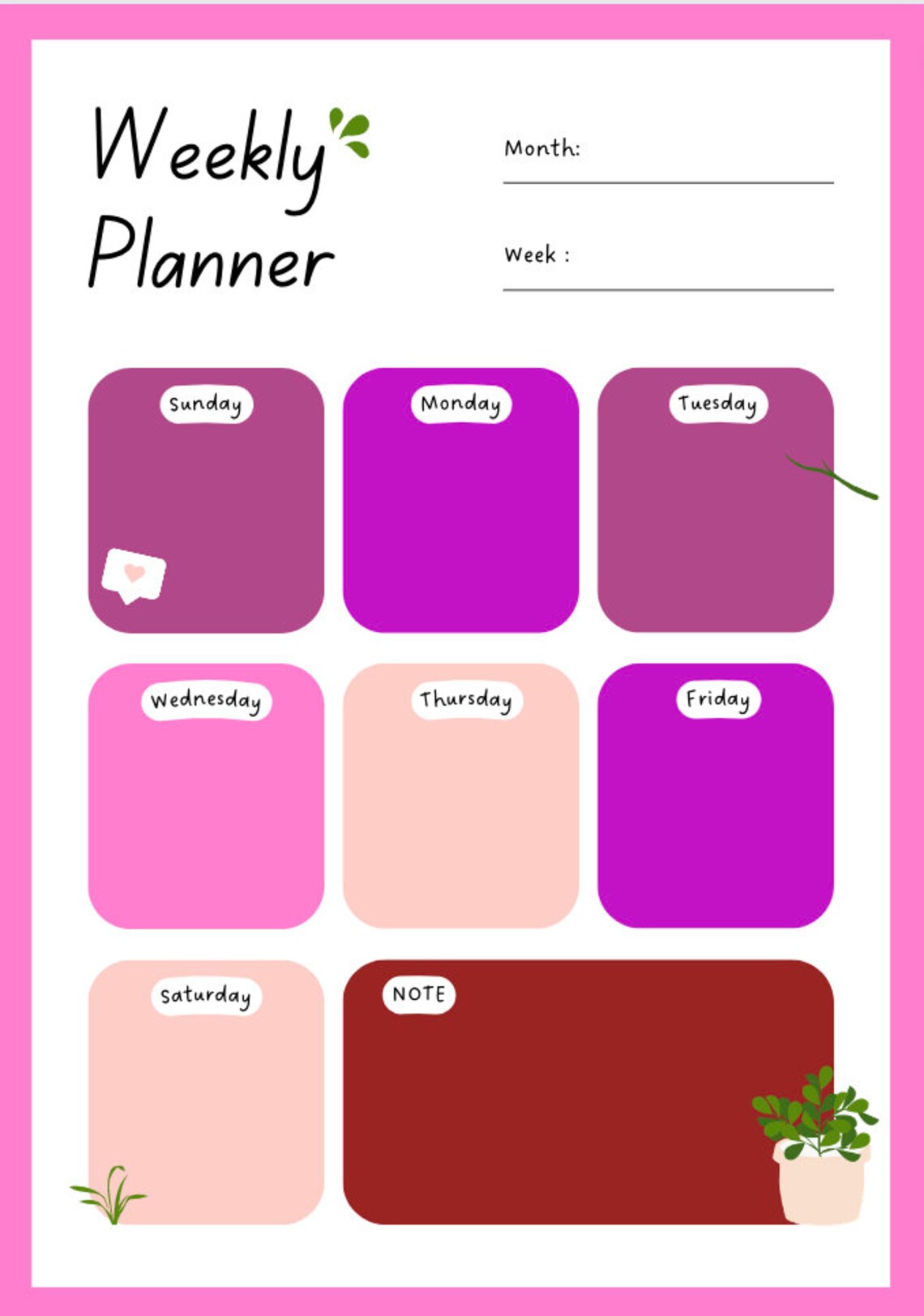 Weekly Planner Printable to Do List Minimal Weekly Schedule - Etsy