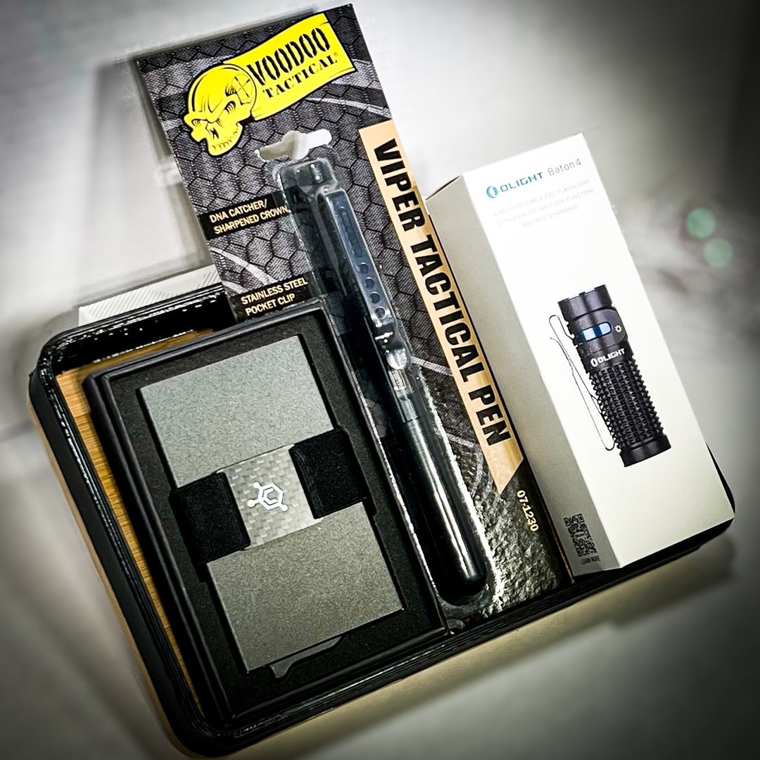 FREE SHIPPING EDC Every Day Carry Black Rfid Wallet Tactical Flashlight ...