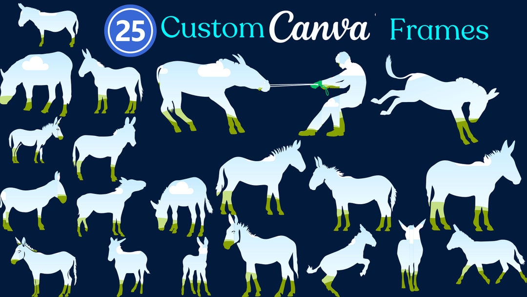 Donkey Canva Frames for Home Decor Canva Template Canva - Etsy