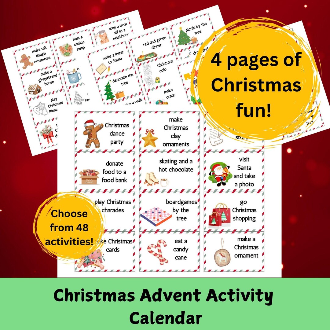 Advent Activity Calendar Printable Customizable Christmas Events to Do ...