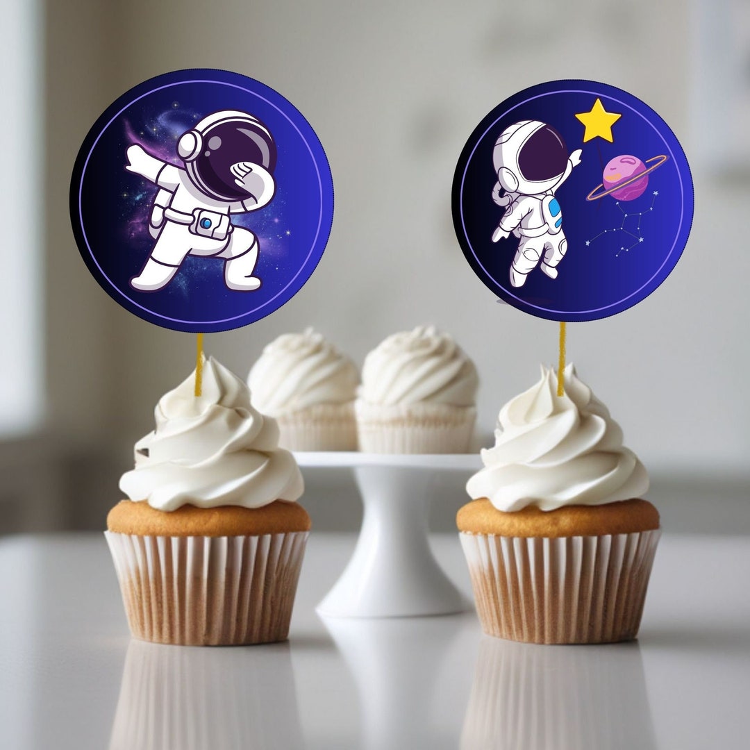 Space Theme Cupcake Toppers | Set of 6 Printable Food Cake Signs Tags ...