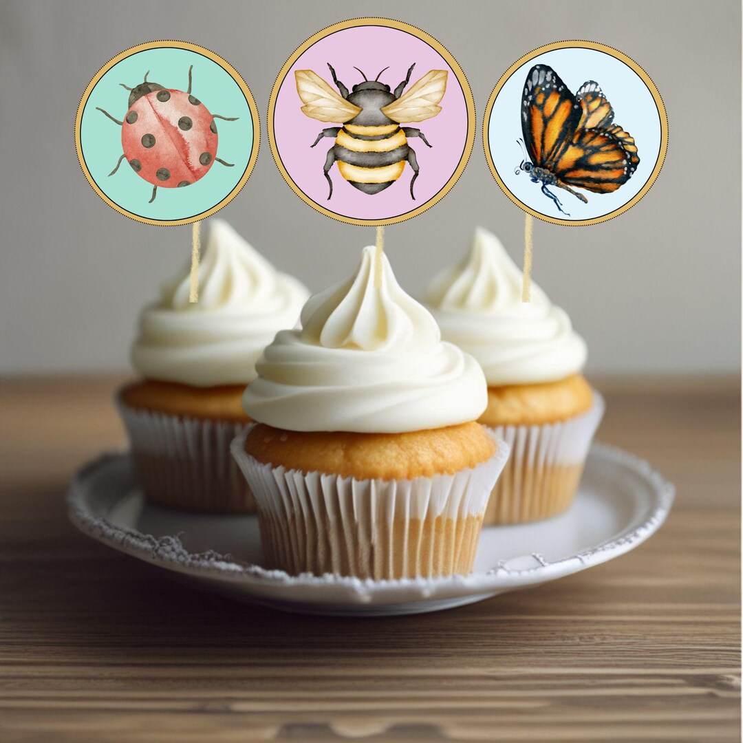 Bugs Insects Cupcake Topper Printable | Monarch Butterfly Lady Bug Bee ...