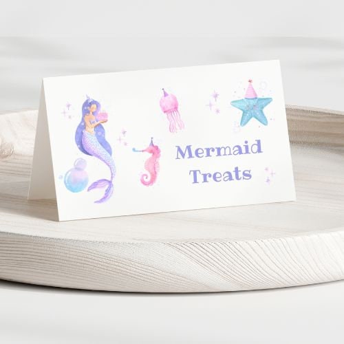 Editable Mermaid Party Food Signs Under the Sea Custom Birthday Tags ...