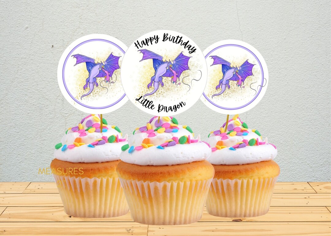 PRINTABLE Dragon Birthday Cupcake Topper Label Favors Cake Baby Shower ...