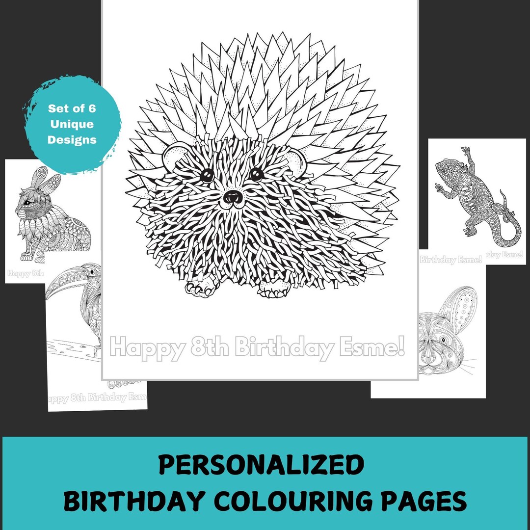 Personalized Colouring Pages Printable Birthday Party Activities ...