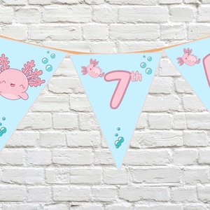 Axolotl Banner Printable | Birthday Baby Shower Celebration Bunting ...