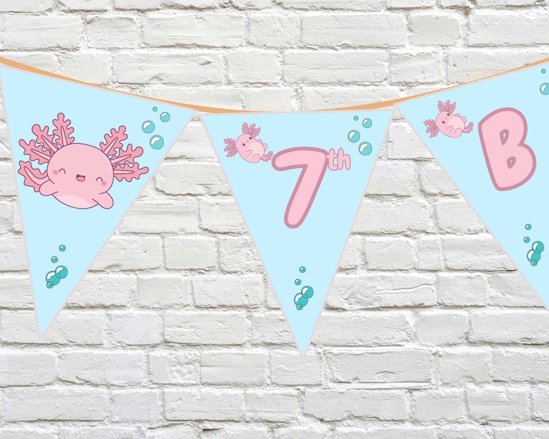 Axolotl Banner Printable | Birthday Baby Shower Celebration Bunting ...