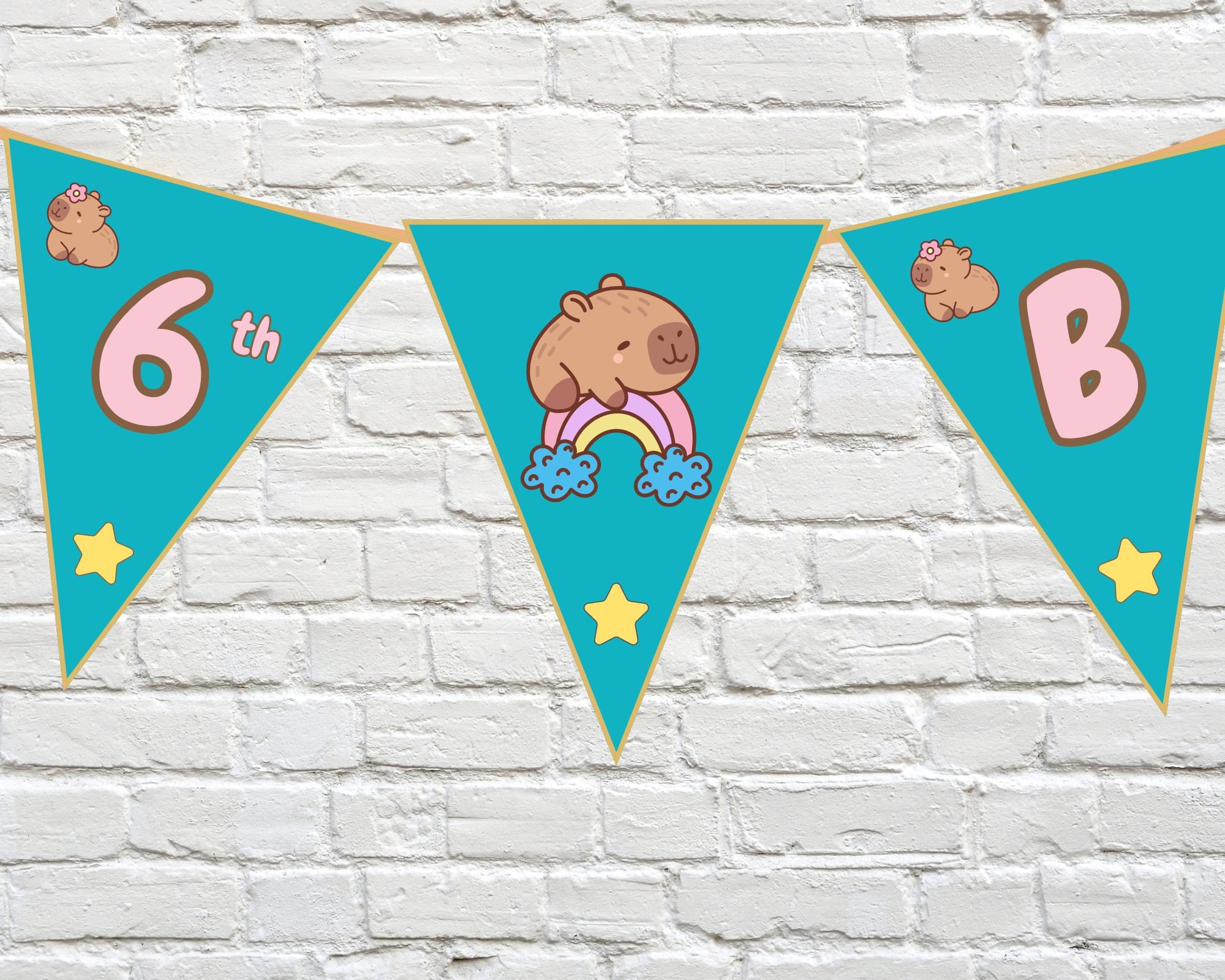 Capybara Banner Printable | Kawaii Style Capybara Birthday Party Sign ...