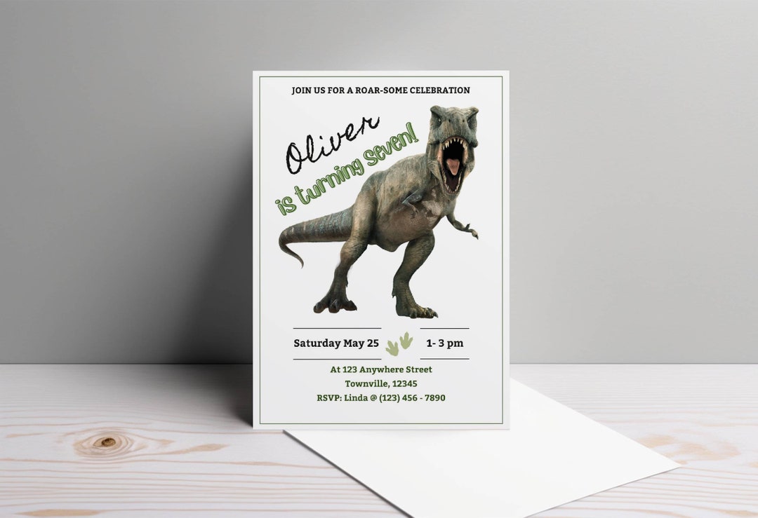 T-rex Editable Birthday Invitation | Printable Custom Dinosaur Party ...