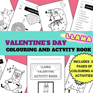 PRINTABLE Llama Valentine's Day Colouring Activity Book, Cute Classroom ...