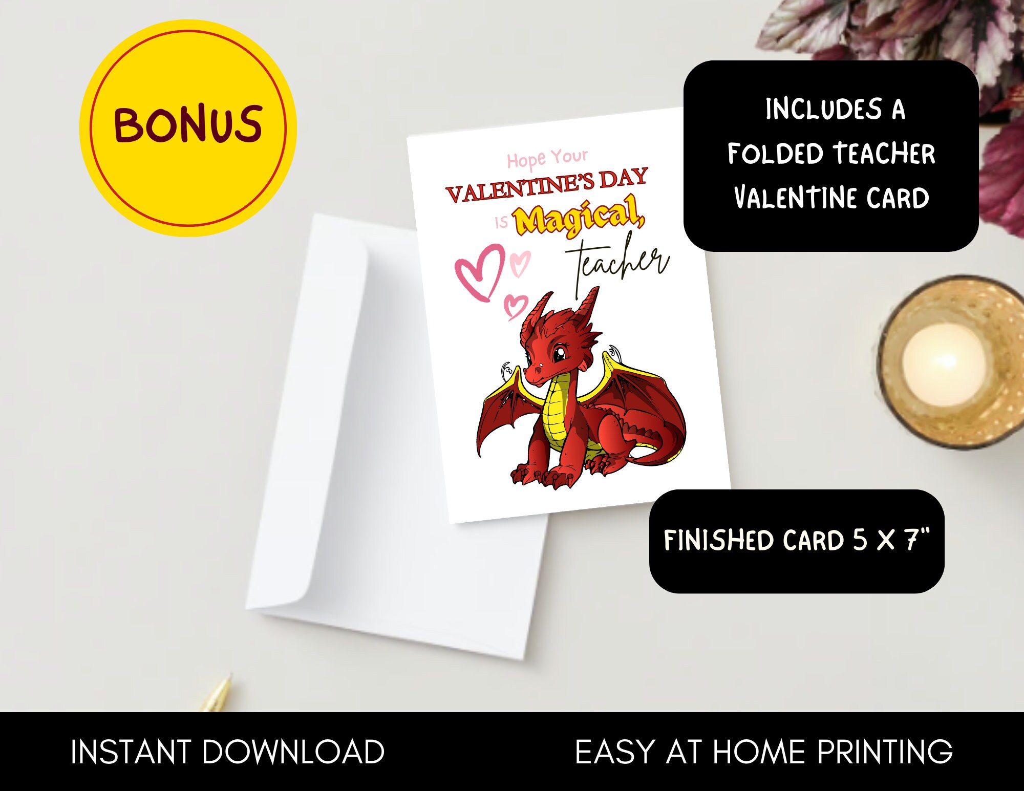 Printable Cute Dragon Valentine's Cards Kids, Classroom, Teacher, Gift ...