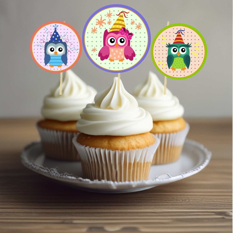 Owl Cupcake Toppers Printable | Boy Girl Birthday Party Baby Shower ...