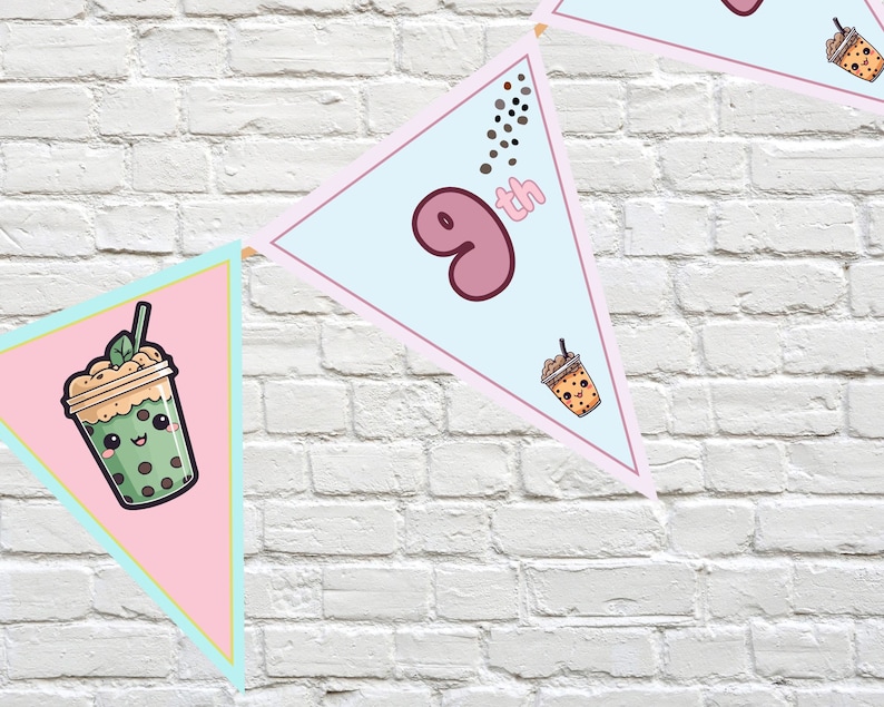 Boba Bubble Tea Banner Printable | Birthday Party Bunting Decoration ...