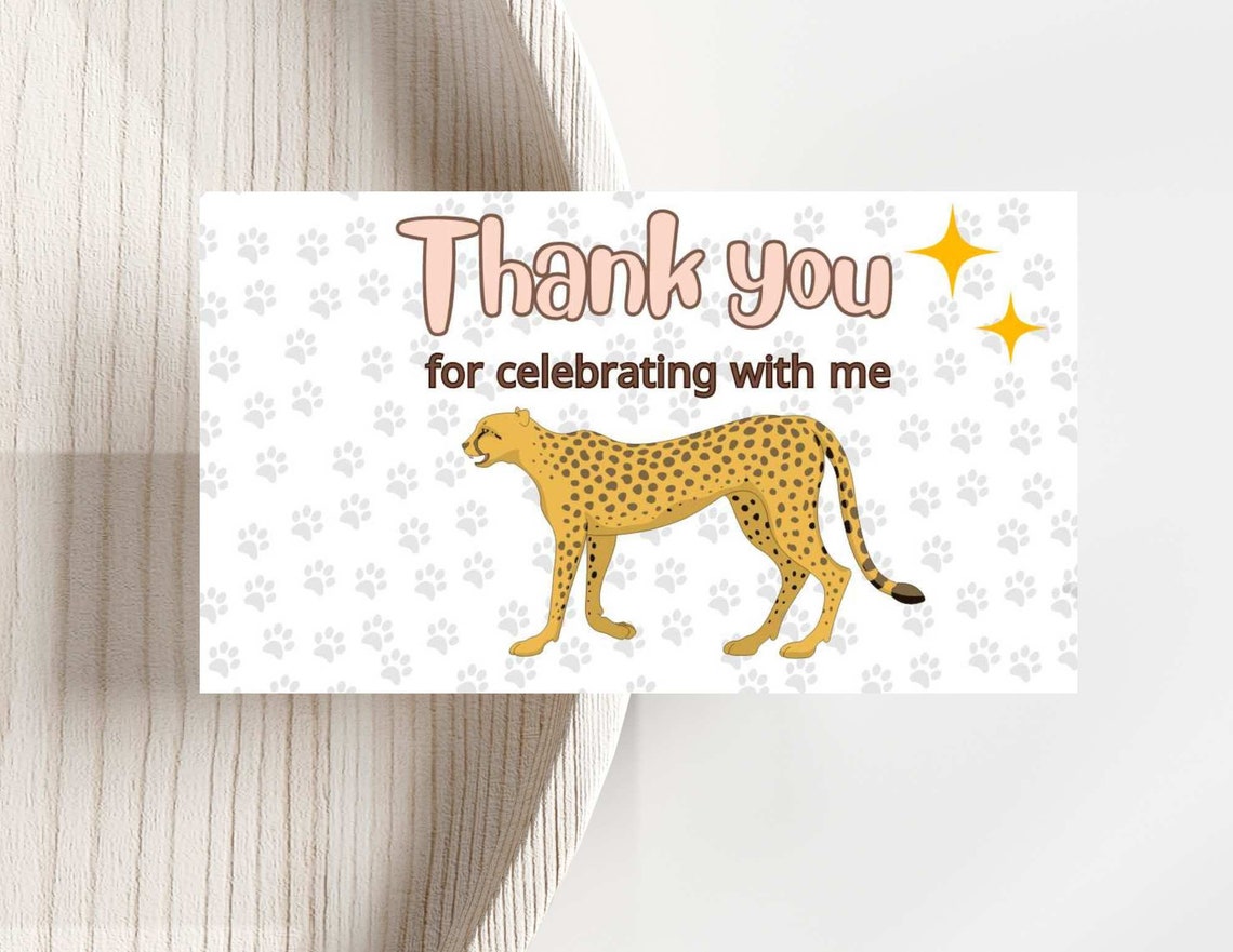 Cheetah Thank You Tag Printable Leopard Cheetah Wild Cat Birthday Party ...
